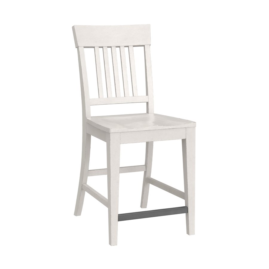 SLAT BACK COUNTER STOOL - WEATHERED WHITE