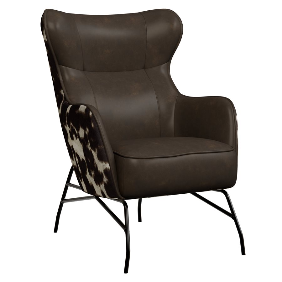 ACCENT CHAIR - BROWN / COW PRINT